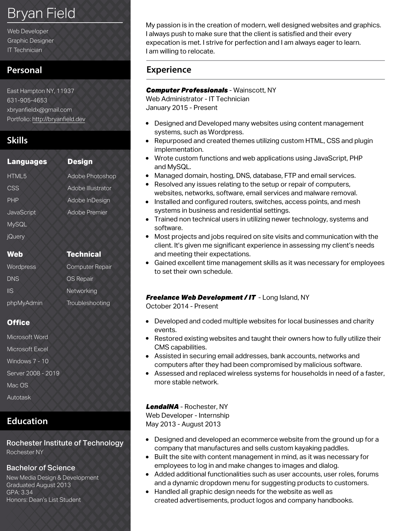 Resume – Bryan Field